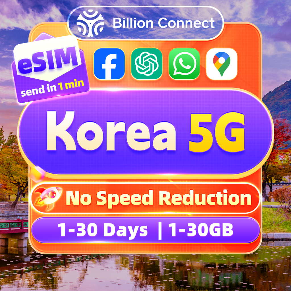 South Korea eSIM 5G High Speed 1-30 Days 1-30GB Unlimited Data eSIM South Korea KT/SK SIM Card ...