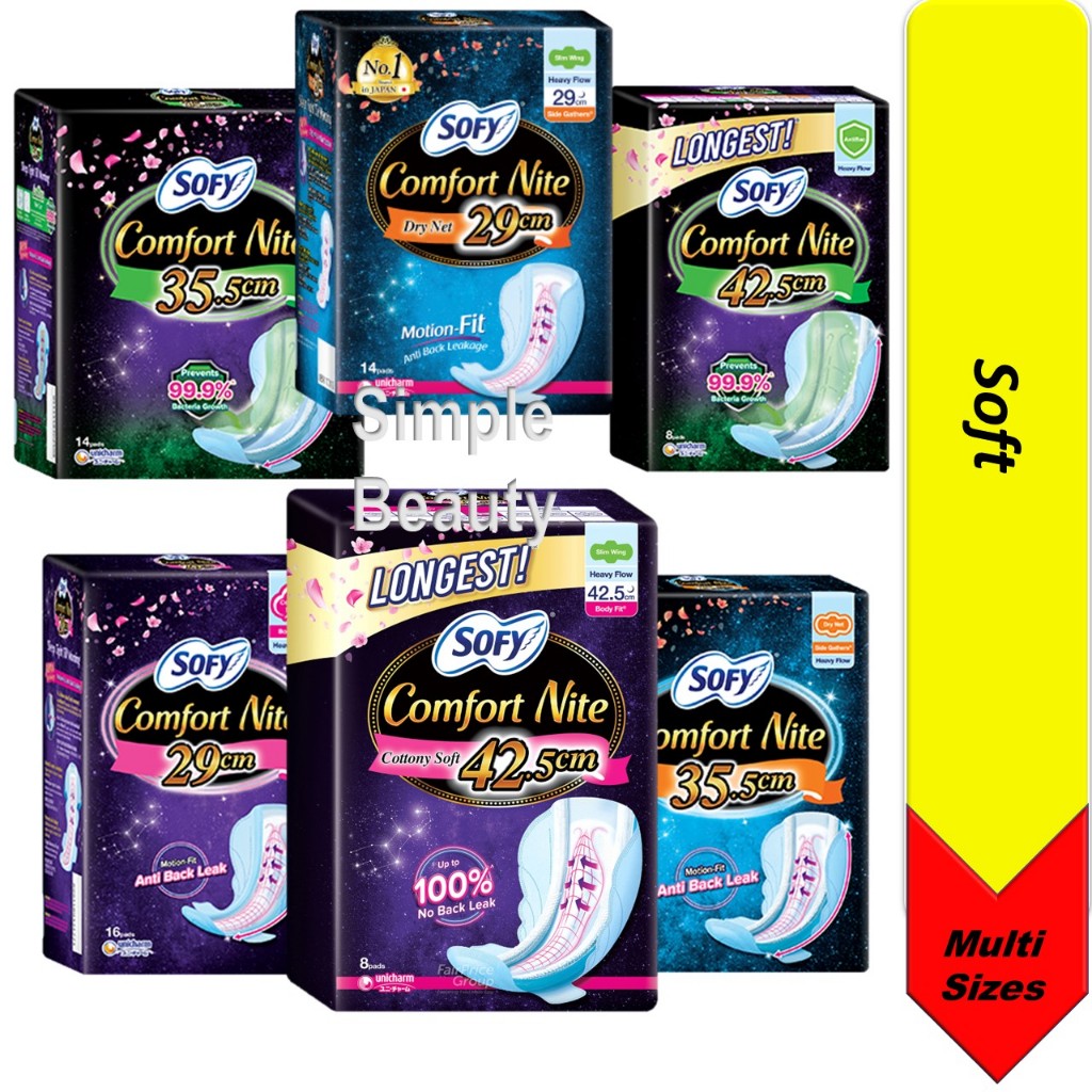 SOFY Comfort Nite Sanitary Pads Slim Wings Heavy Flow, 8s-16s | Shopee ...