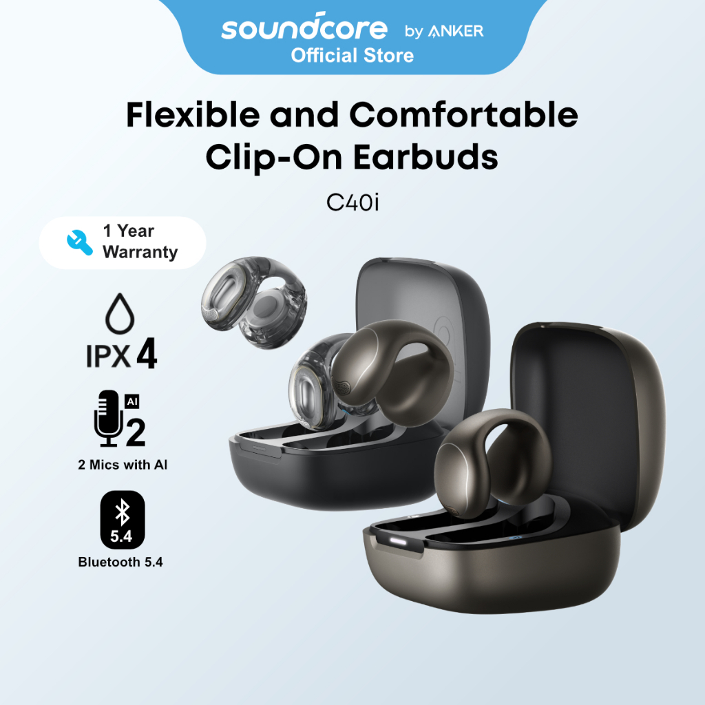 [NEW] soundcore C40i | Flexible and Comfortable Clip-On Earbuds ...