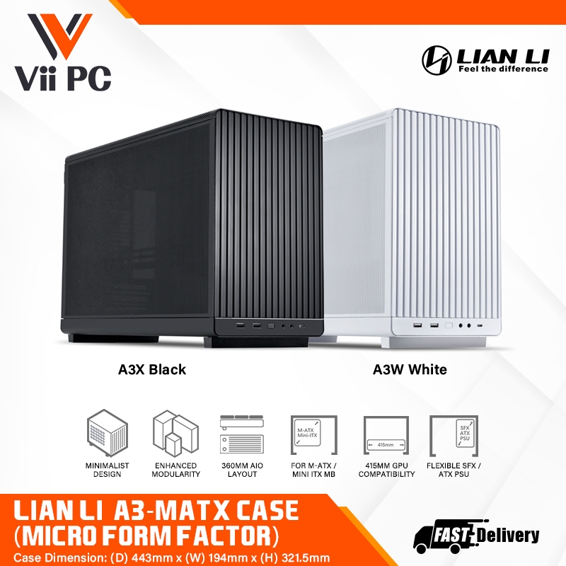 LIAN LI A3 MATX CASE Mesh Panel Black AND White Color Support 360mm AIO ...