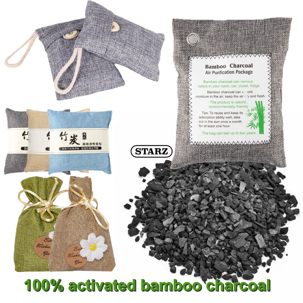 100g , 200g , 500g Activated Bamboo Charcoal Bag Pouch Dehumidifier ...
