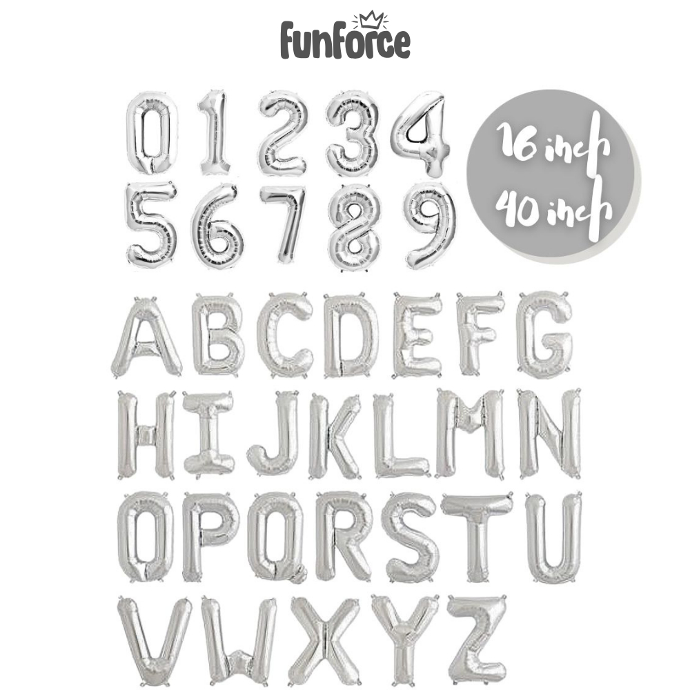 Silver Number Balloon Alphabet Balloon Letter Balloon 16 inch 40 inch ...