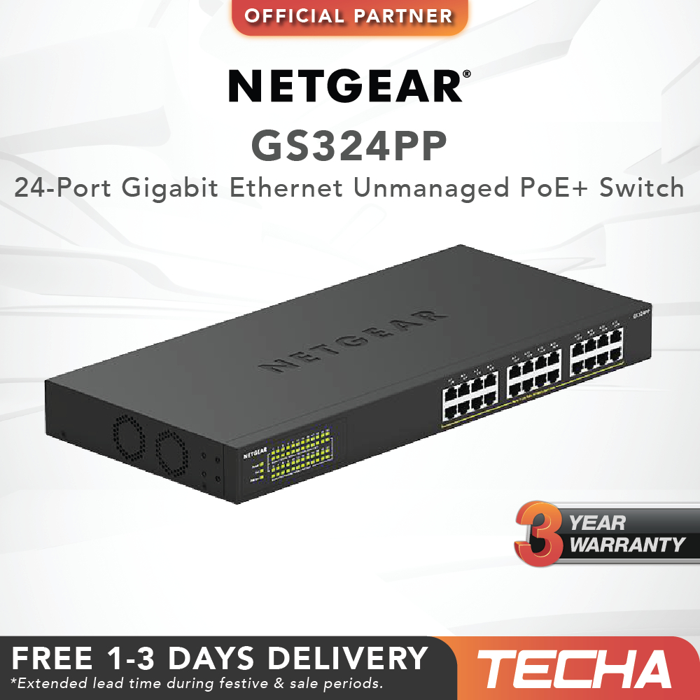 Netgear GS324PP SOHO | 24-Port Gigabit Ethernet High-Power Unmanaged ...