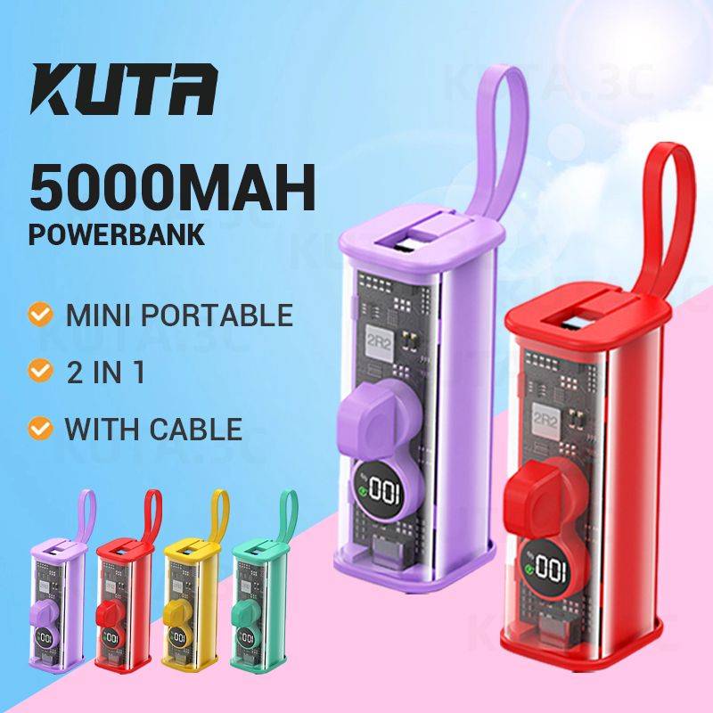 (Clearance) 5000mAh Powerbank Cyberpunk 2 in 1 Portable Mini Power Bank ...