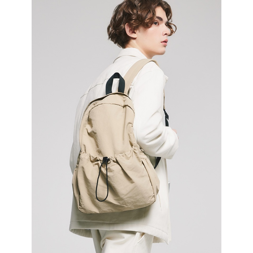 SHOOPEN Nylon String Backpack 2 Colors Black Ivory | Shopee Singapore