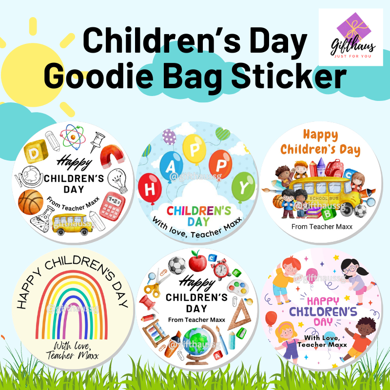 Children's Day Stickers Labels Party Favor Goodie Bag Label Sticker ...