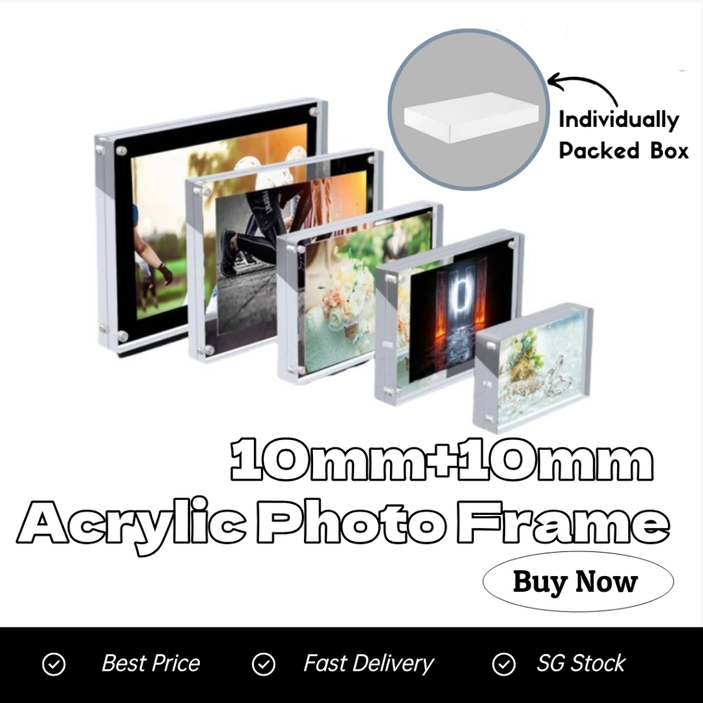 SG Stock Ditadot Clear Acrylic Photo Frame (10mm+10mm) Desktop Magnetic ...