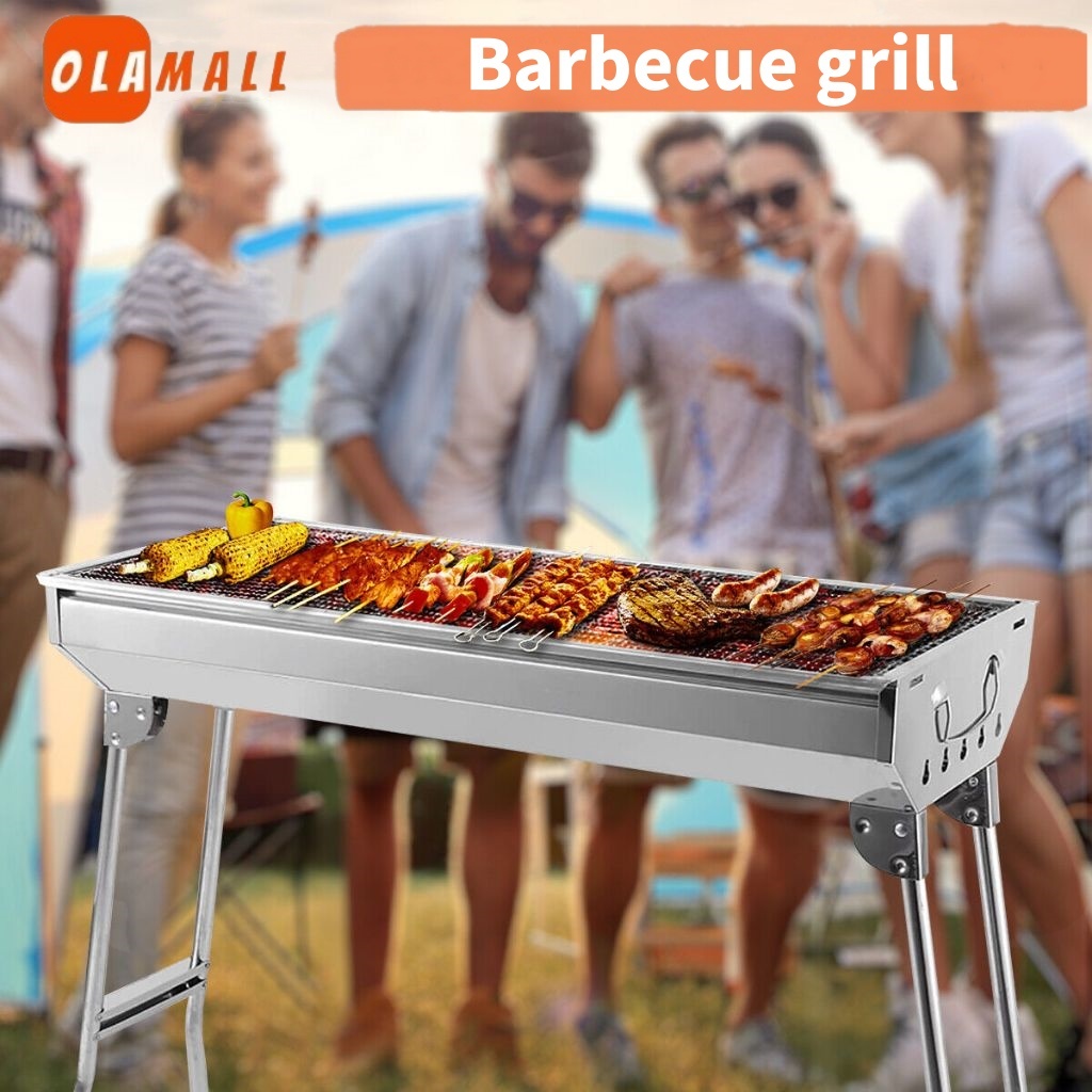 Folding BBQ Grill Stainless Steel Barbeque Grill BBQ Charcoal Grill ...