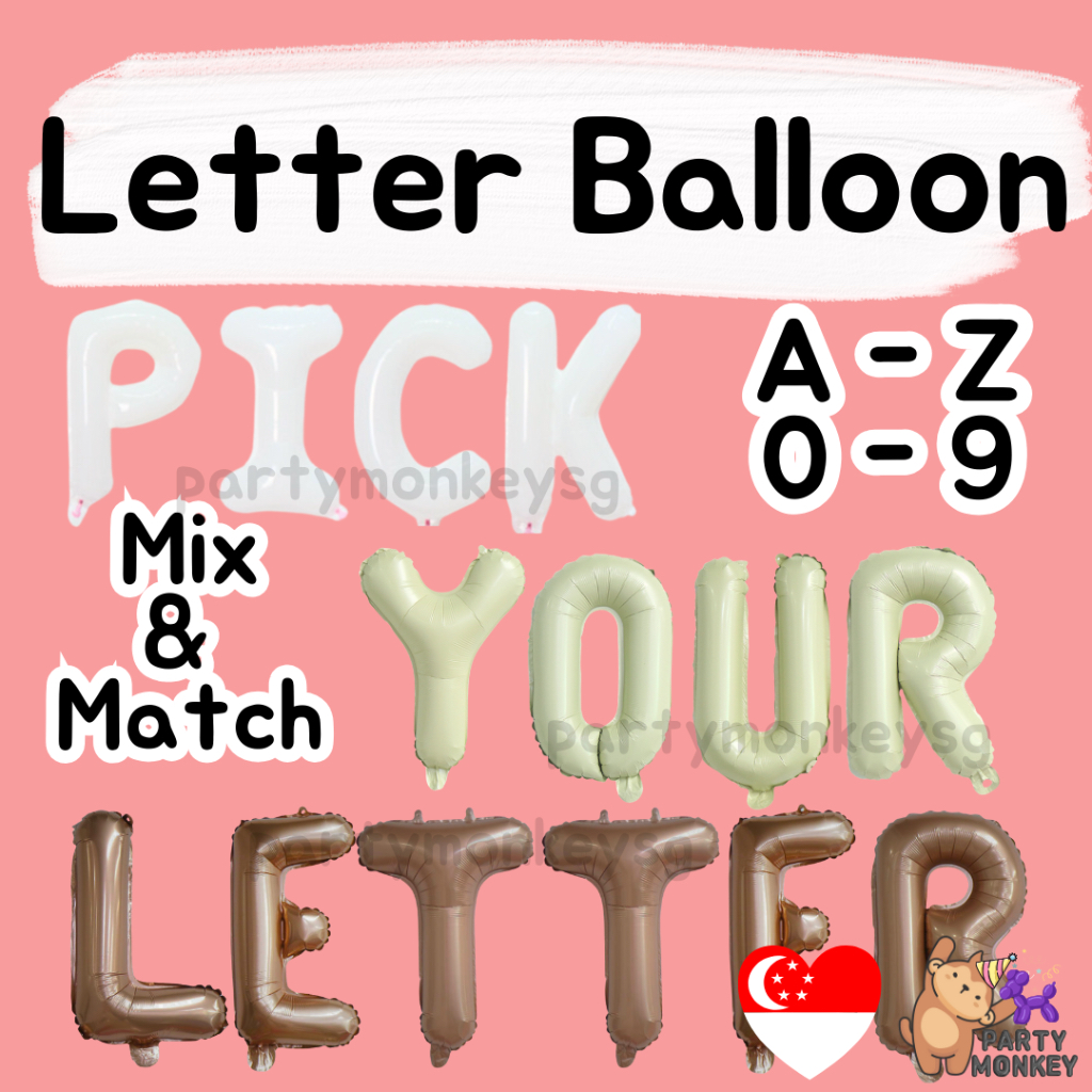[SG Instock] White Milky Mocha Letter Balloon Alphabet Balloons Number ...