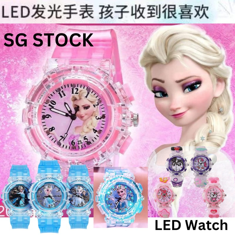 Frozen Elsa Watch Led light Melody Kuromi Hello Kitty Unicorn Watch ...