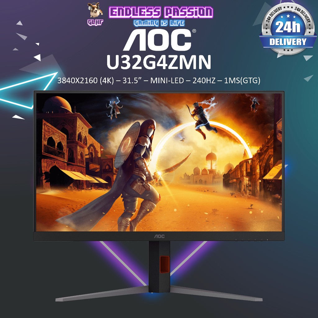 AOC U32G4ZMN 31.5" FAST VA UHD QD-Mini LED 240Hz 1ms Gaming Monitor ...