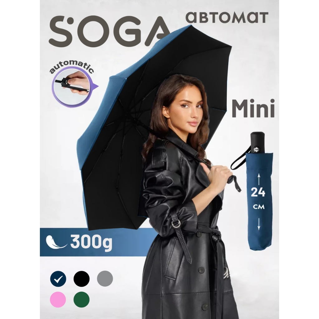 （SG）SOGA Mini Automatic Pocket Umbrella Small Automatic Umbrellas Black ...