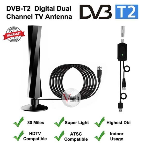 X Twist Stand Antenna for TV HDTV Digital DVB-T2 Dual channel. Super ...