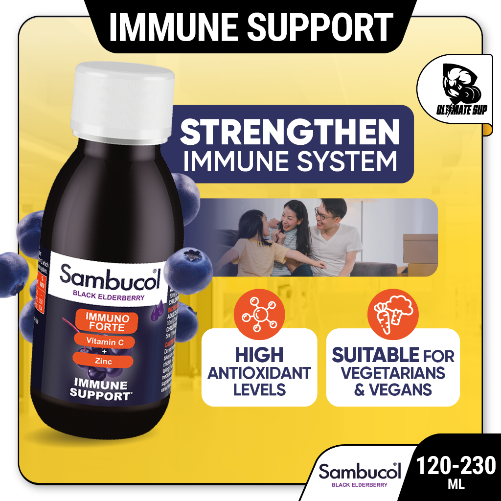 Sambucol Immuno Forte Liquid, With Vitamin C and Zinc, Strengthen ...