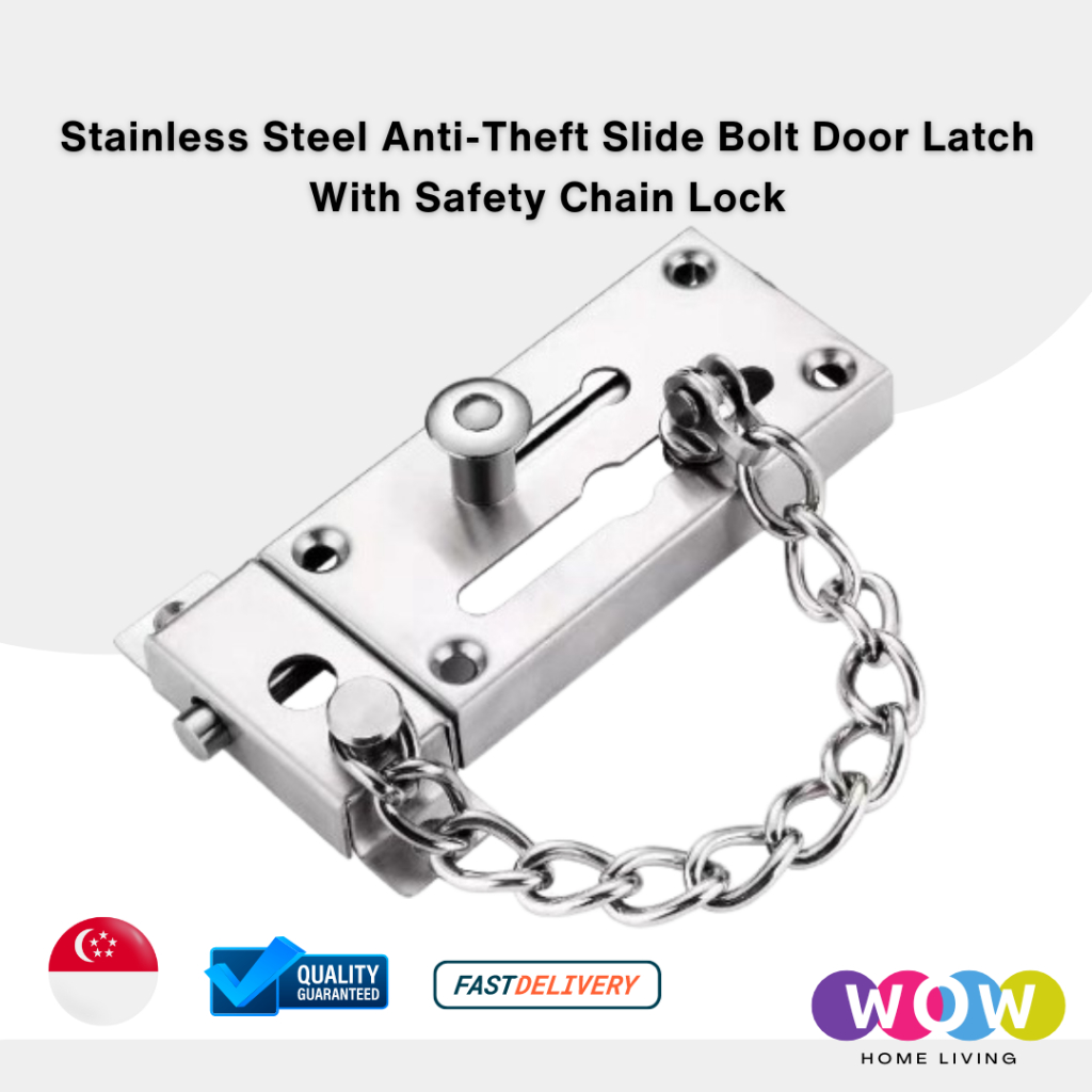 ADL Stainless Steel Anti Theft Slide Bolt Door Latch With Safety Chain ...