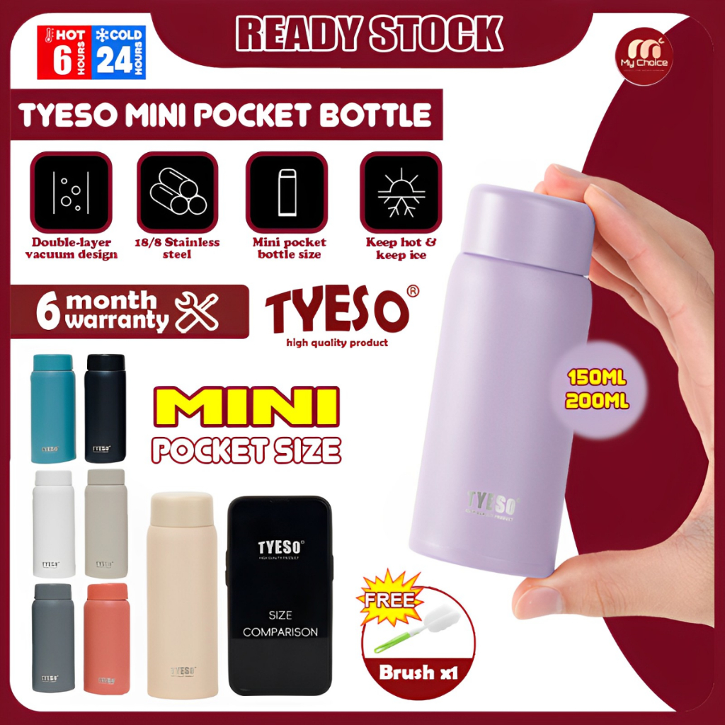 Tyeso Tumbler Mini Pocket Size Hiking Thermos Bottle 150ml/200ml 304 ...