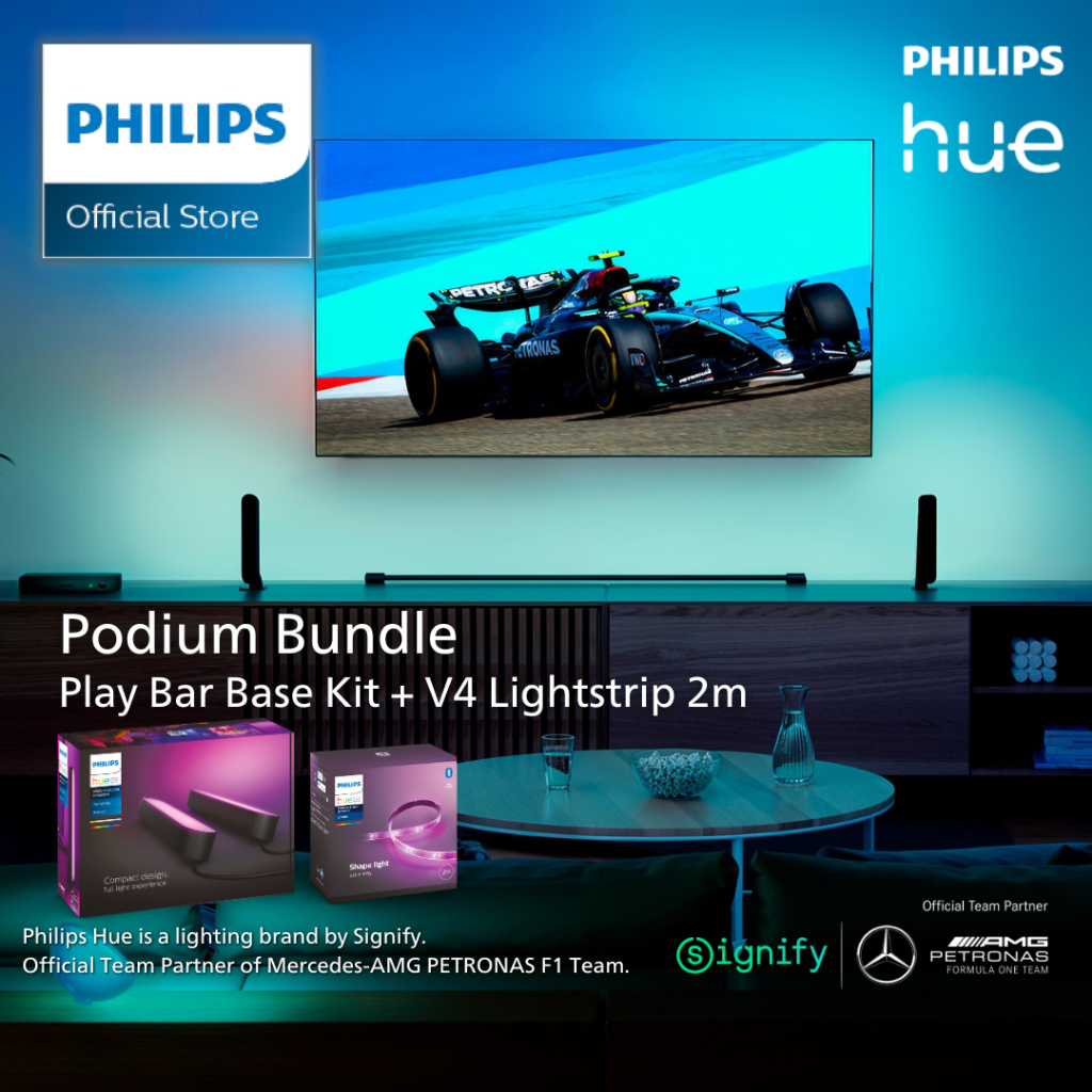 Philips Hue Podium Bundle (Hue RGB Play Bar + V4 2m Lightstrip Base Kit) | Shopee Singapore