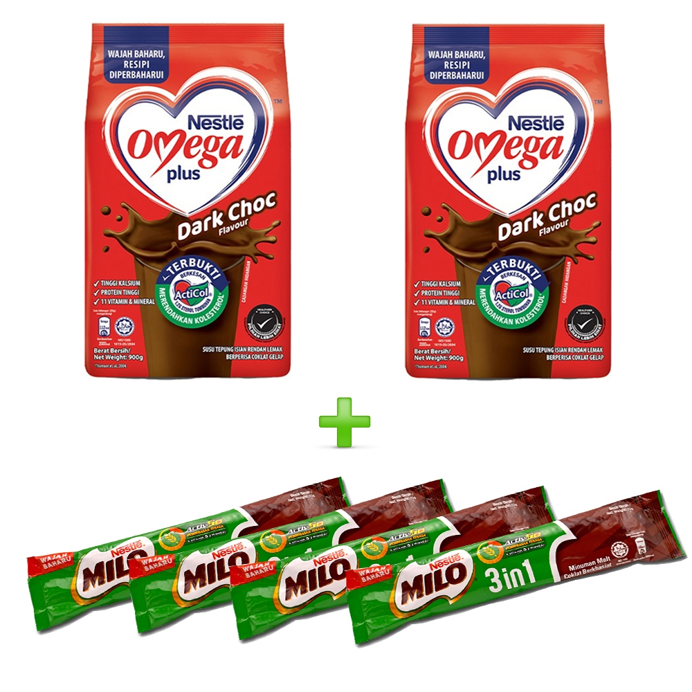 Nestle Omega Plus Acticol Milk Powder Refill Pack Original Dark ...