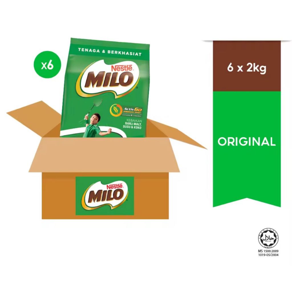 Nestle Milo Activ Go Powder Refill 2kg Bundle of 6 Packs (Carton ...