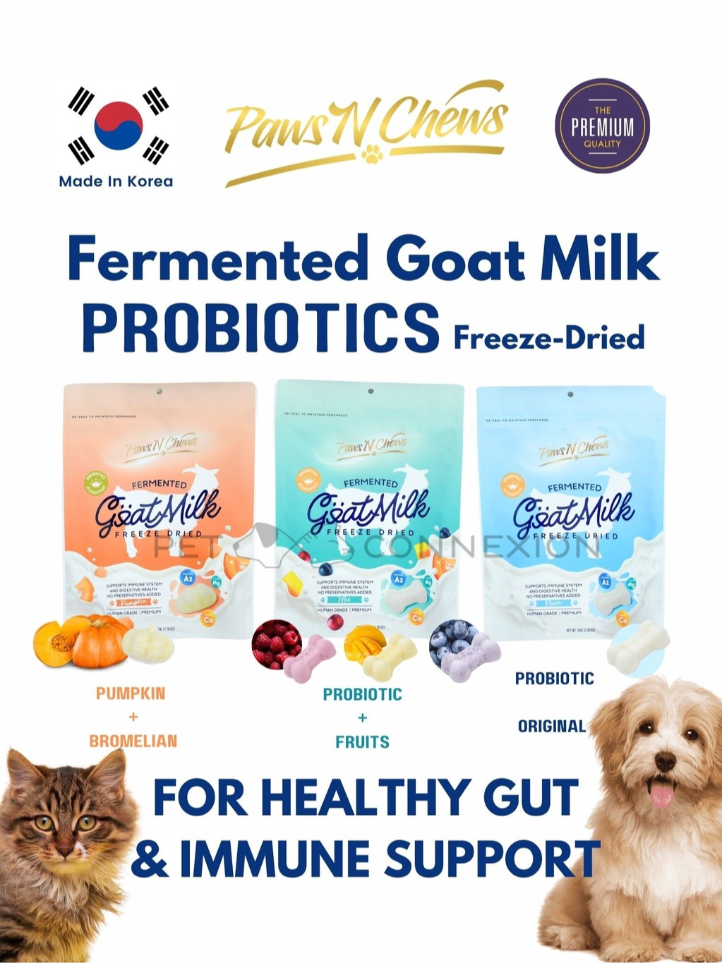 🇰🇷 PAWS N CHEWS Fermented Goat Milk Freeze-Dried Probiotic [Value Pack ...