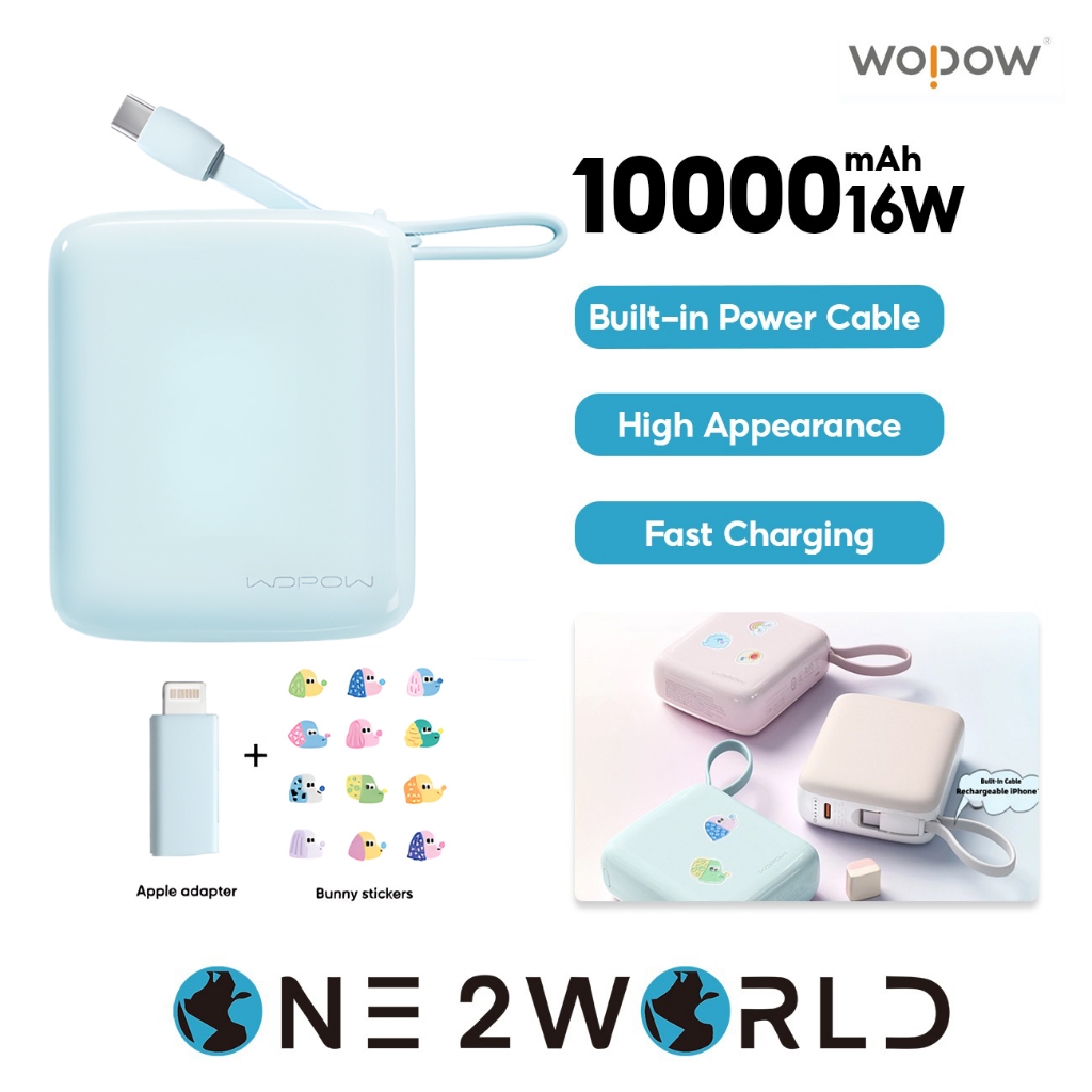 WOPOW Sugar Cube Series SQ57 Portable Powerbank 10000mah with Built-in ...