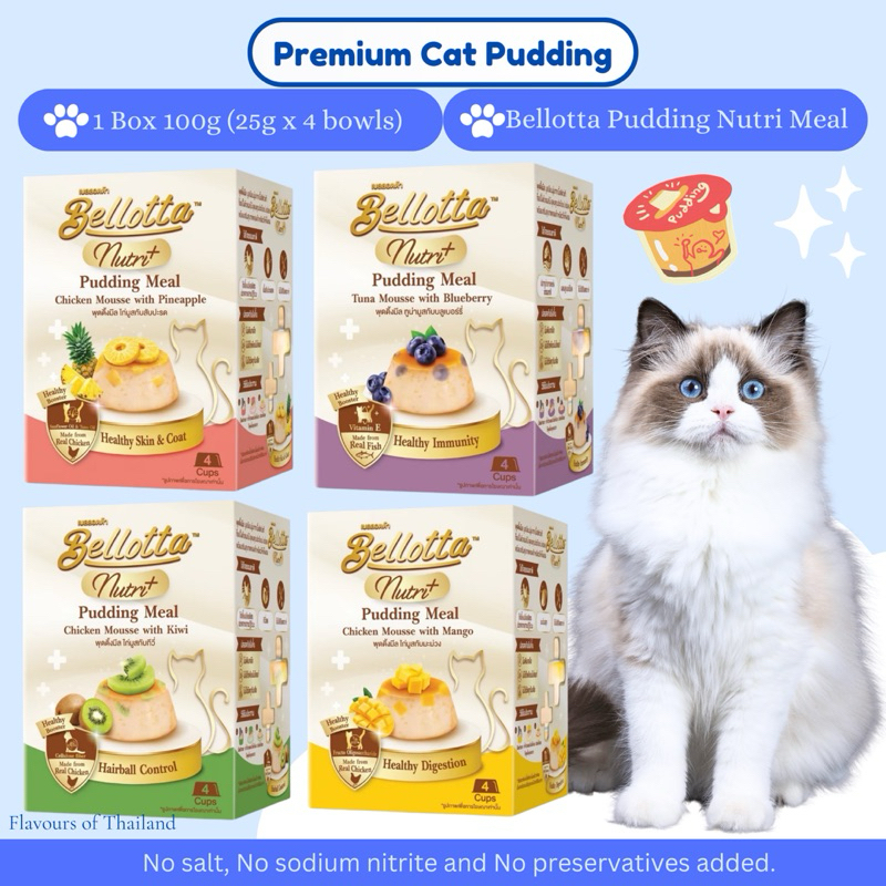 Premium Cat Pudding | New Bellotta Pudding Nutri Meal for cat 100g (25g x 4 bowls) | Healthy ...