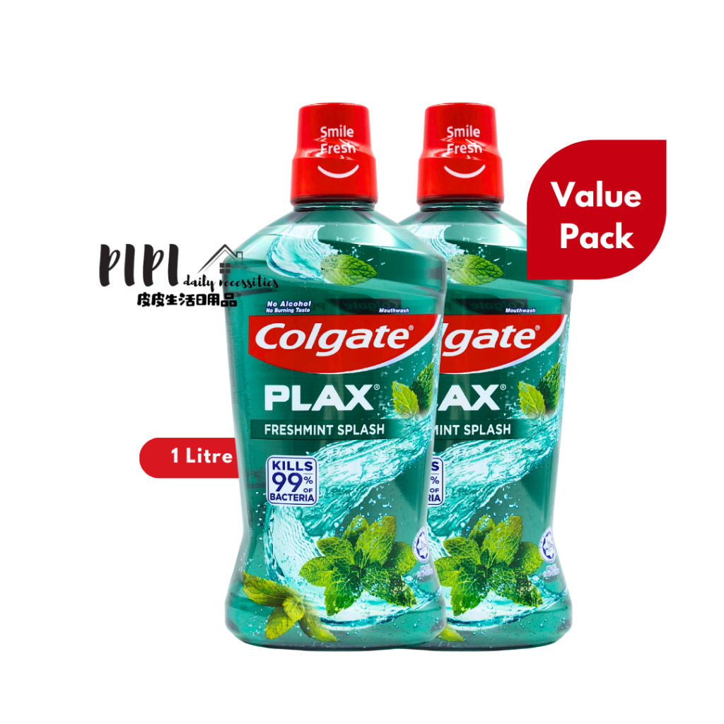 Colgate Plax Mouthwash Freshmint Splash 2s x 1L (Alcohol-Free) | Shopee ...