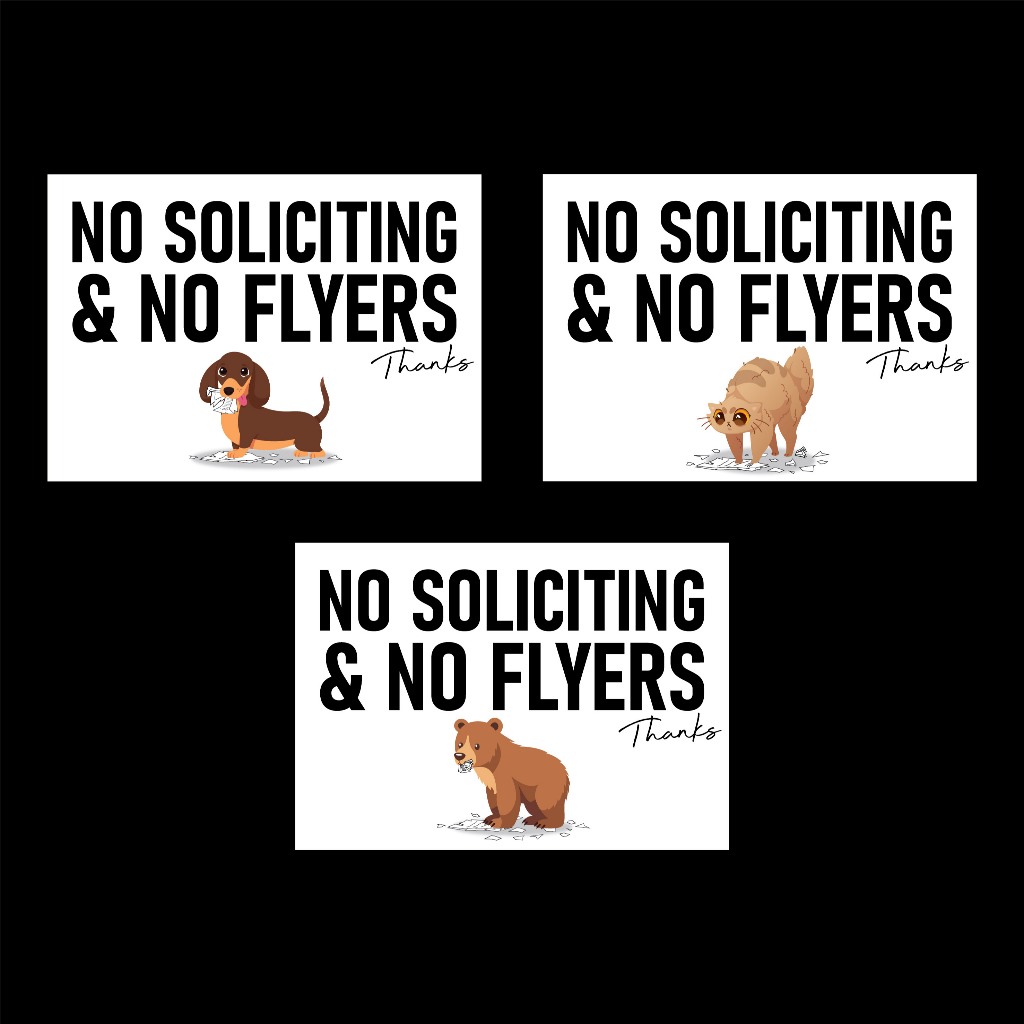 NO SOLICITING & NO FLYERS TQ SIGN/SIGNAGE | 210mm x 148mm | WARNING ...