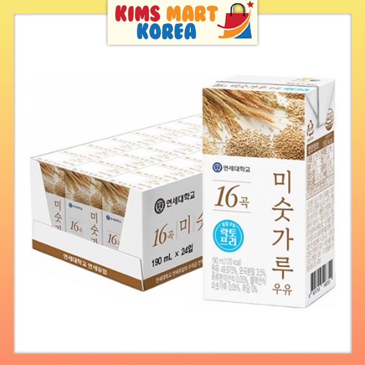 Yonsei Misutgaru Milk 16 Grains Lactose Free Roast Grain Powder Drink Korean Food 190ml x 24pcs ...