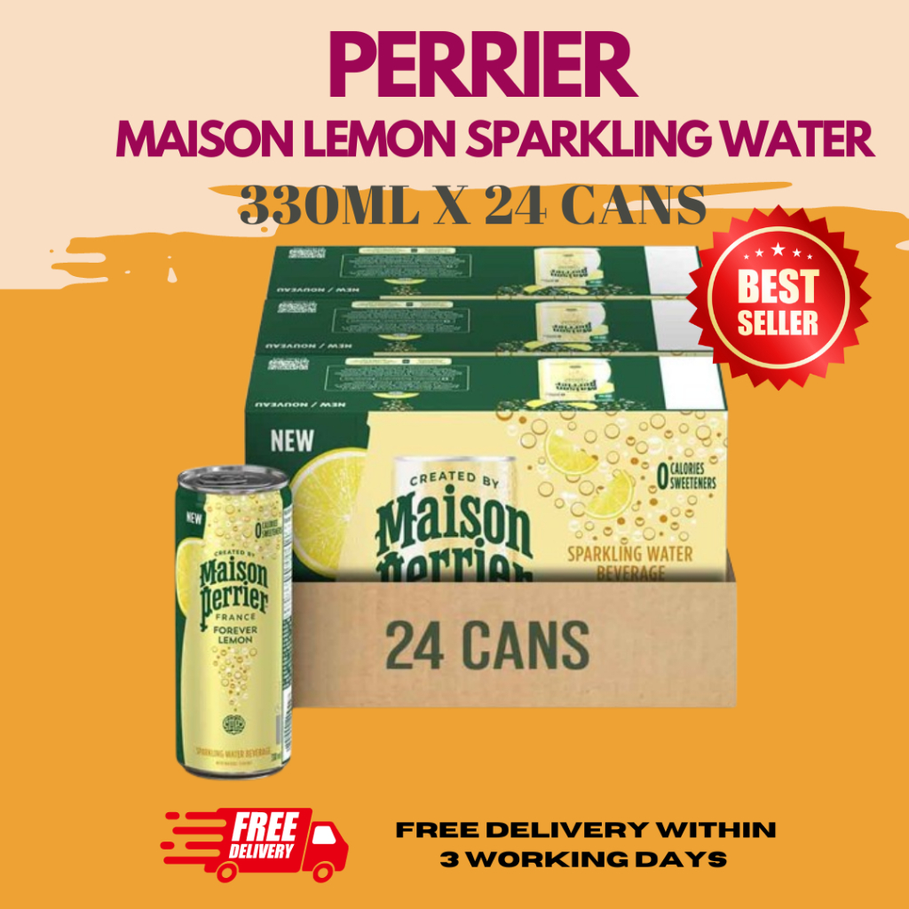 Perrier Maison Lemon (Citron) Sparkling Mineral Water 330ml X 24 cans ...