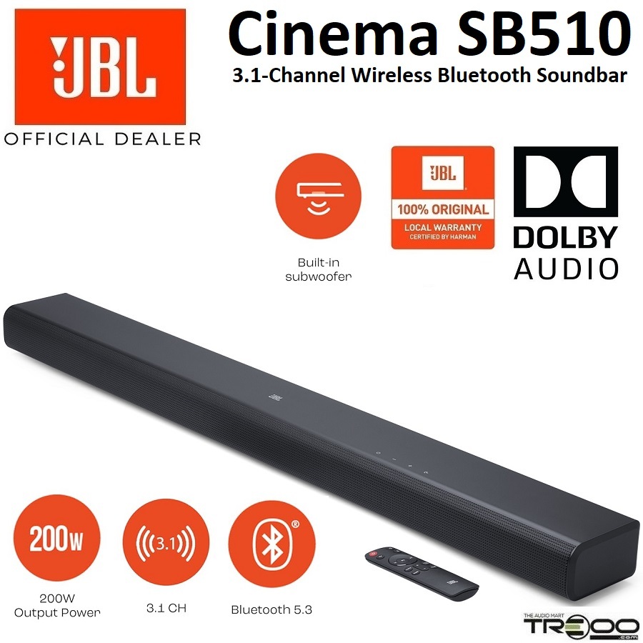 JBL Cinema SB510 3.1-Channel Wireless Bluetooth Soundbar Speaker (with HDMI & Built-In Subwoofer ...