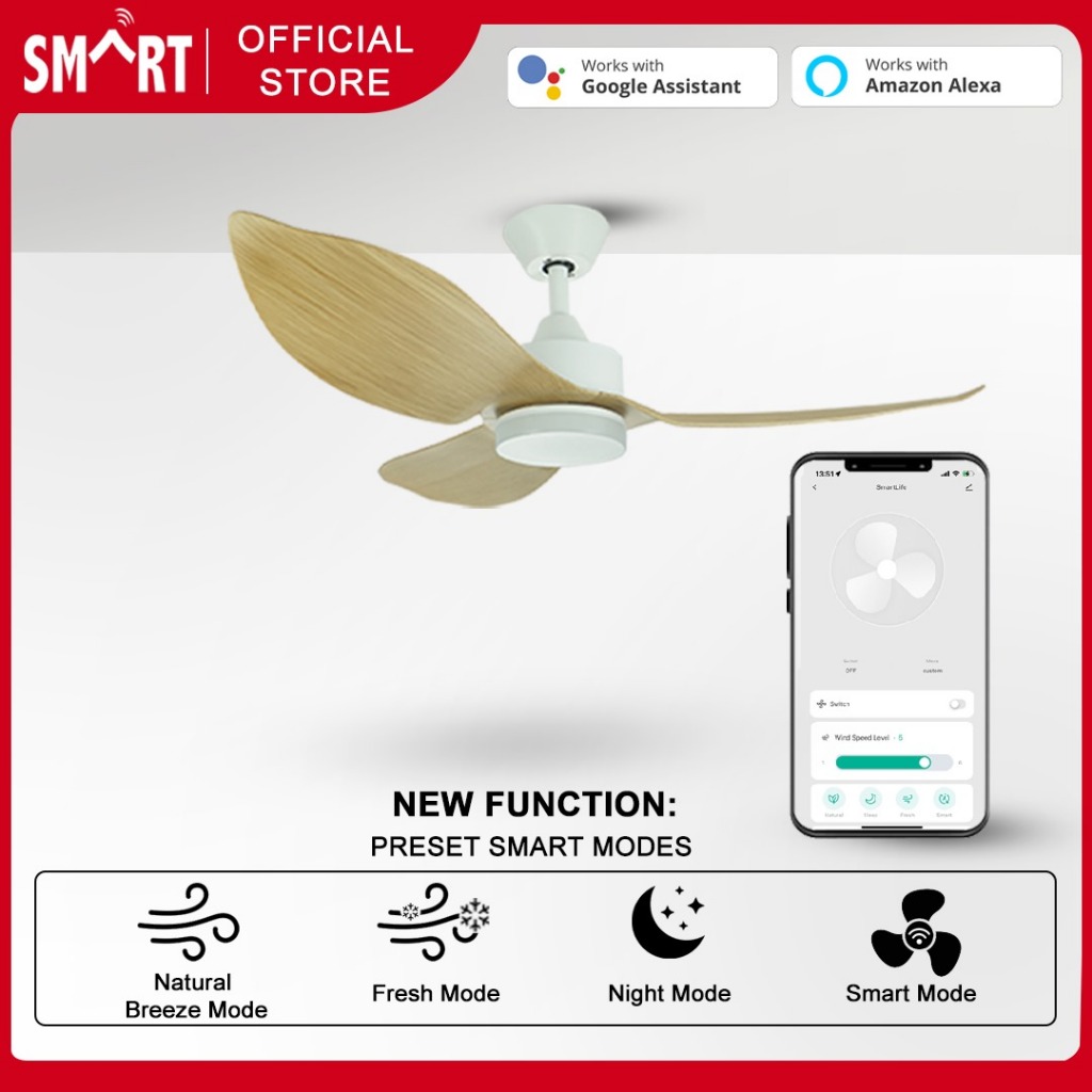 Smart Ceiling Fan 46 Inch / WiFi Smart Control Ceiling Fan / Remote ...