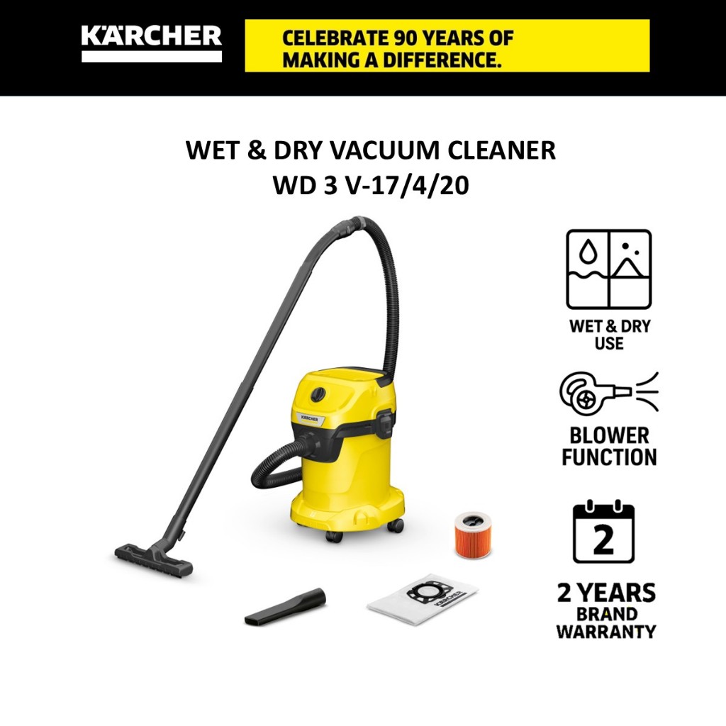 KARCHER Wet And Dry vacuum cleaner WD 3 V-17/4/20 - made in Europe | Shopee Singapore