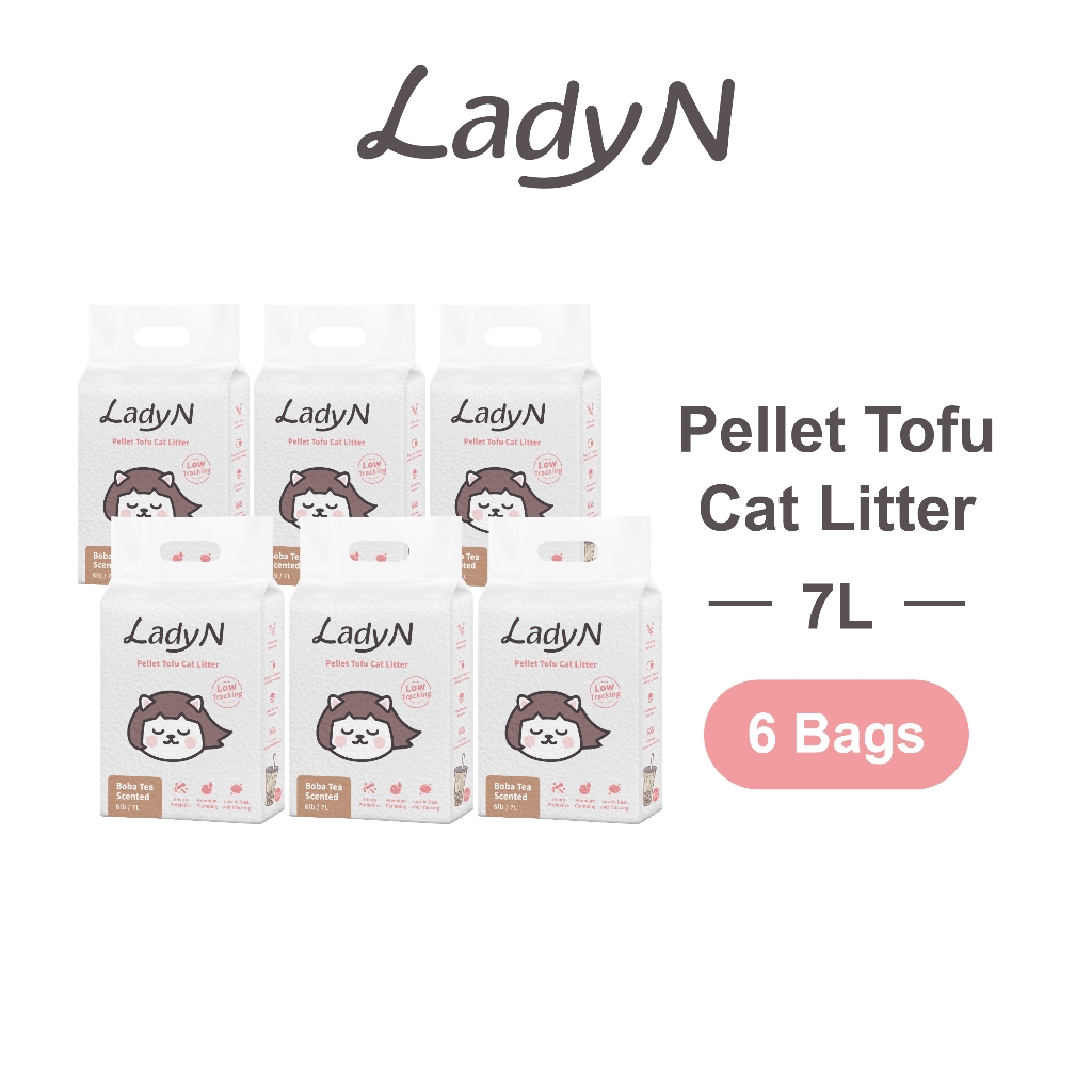 Lady N | Pellet Tofu Cat Litter (7L)【6 Bags Boba Tea Scented】Premium ...
