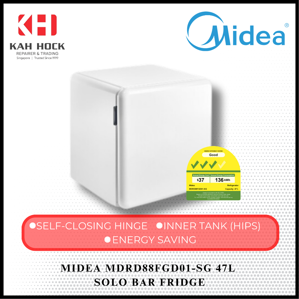 MIDEA MDRD88FGD01-SG 47L SOLO BAR FRIDGE + 2 YEARS WARRANTY | Shopee ...