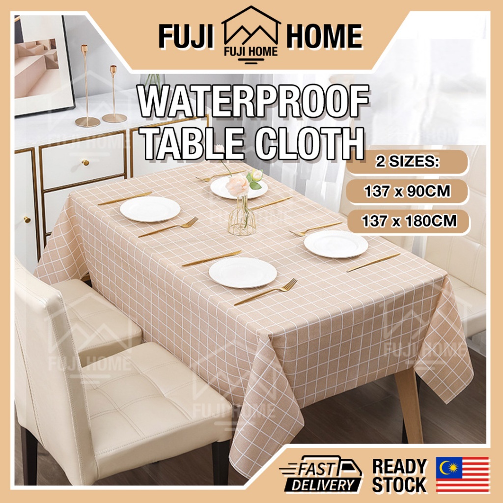 🏠READY STOCK🏠Waterproof Table Cloth Large Table Cloth PEVA Oilproof PVC ...