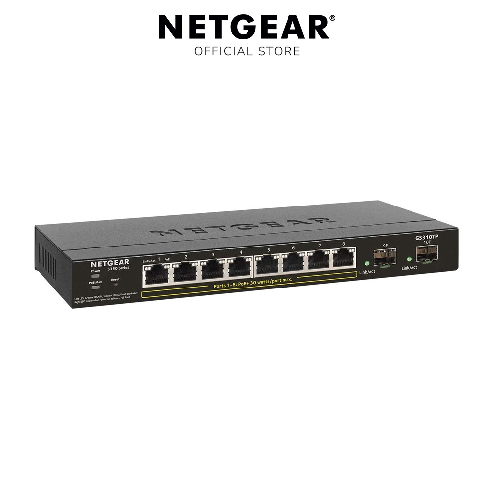 NETGEAR 10-Port Gigabit Ethernet Smart Managed Pro PoE Switch GS310TP ...
