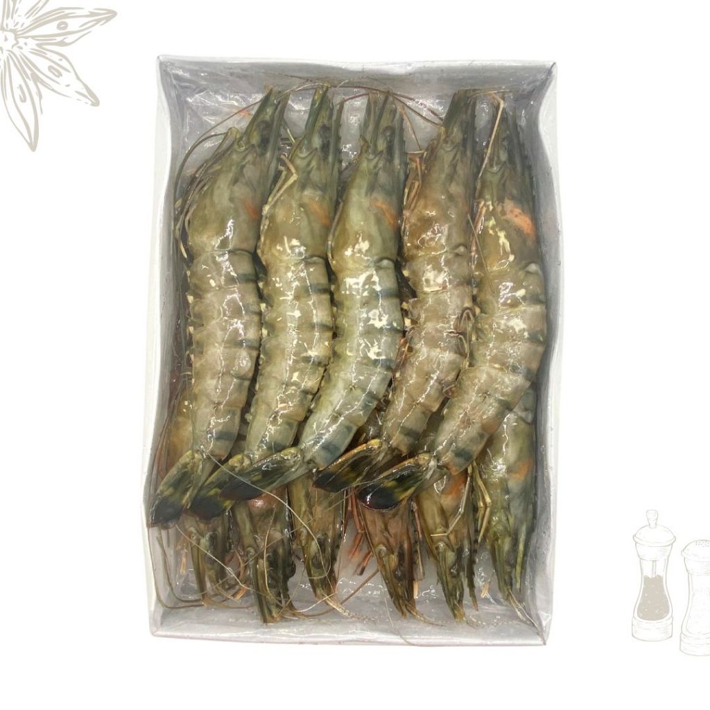Punched Foods Extra Large Black Tiger Prawns 8/10 1KG (HOSO) | Shopee ...