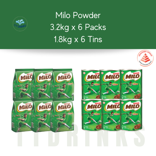 Nestle Milo Powder: Active Go Refill Pack 3.2kg x 6 packs / 1.8kg x 6 Tins | Shopee Singapore