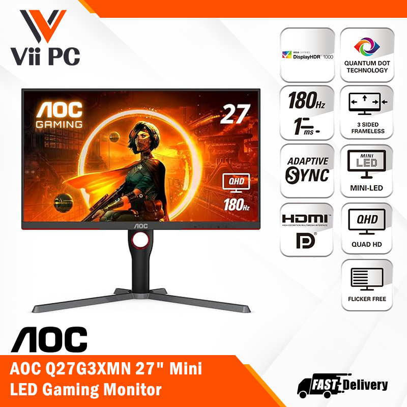 AOC Q27G3XMN 27" Mini LED Gaming Monitor, 2K QHD 2560x1440 | Shopee ...