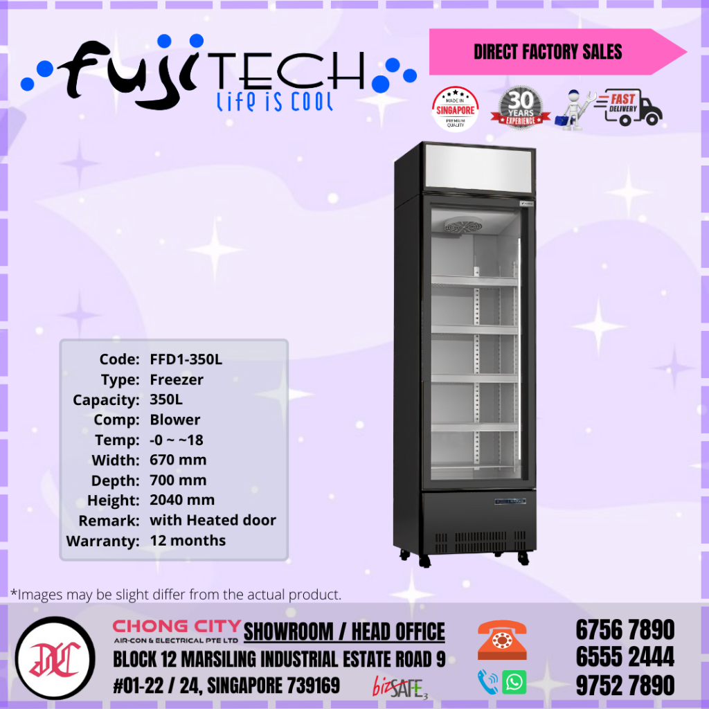 FUJITECH Single Glass Door Standing Freezer,-FFD1-350L(Heater Door ...