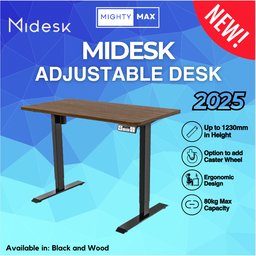 MiDesk Electric Height Adjustable Desk for Ergonomic Office Work/Gaming/Design (110x60cm ...