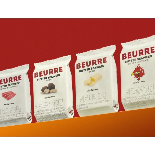Korea BEURRE Seaweed(Kim) for gift - 4 Taste(Spicy chicken/Truffle ...