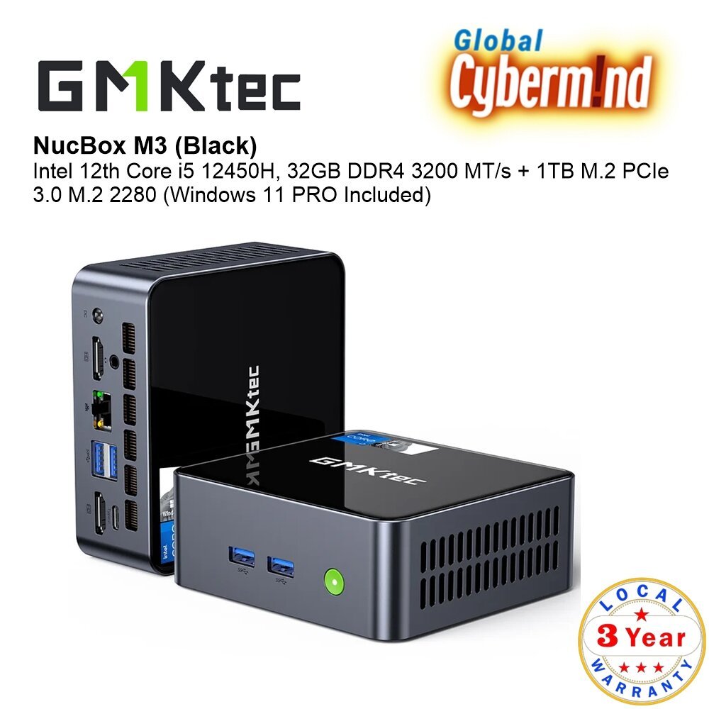 GMKtec NucBox M3 (Black) Intel 12th Core i5 12450H Mini PC 32GB DDR4 ...