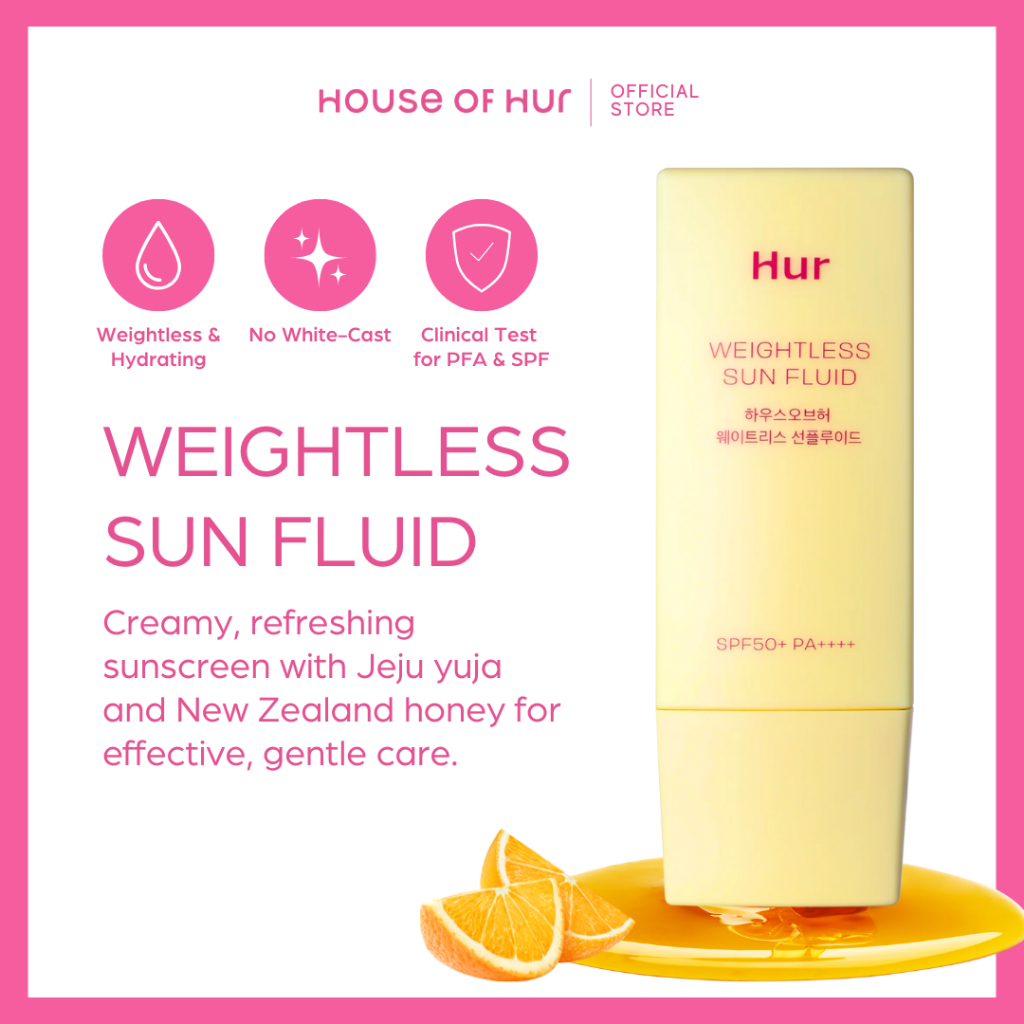 House of Hur Weightless Sun Fluid SPF 50+ PA++++ 50ml | Shopee Singapore