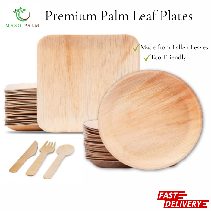 Disposable Dinnerware Premium Areca Leaf Plates 20-Pack - Eco-Friendly ...