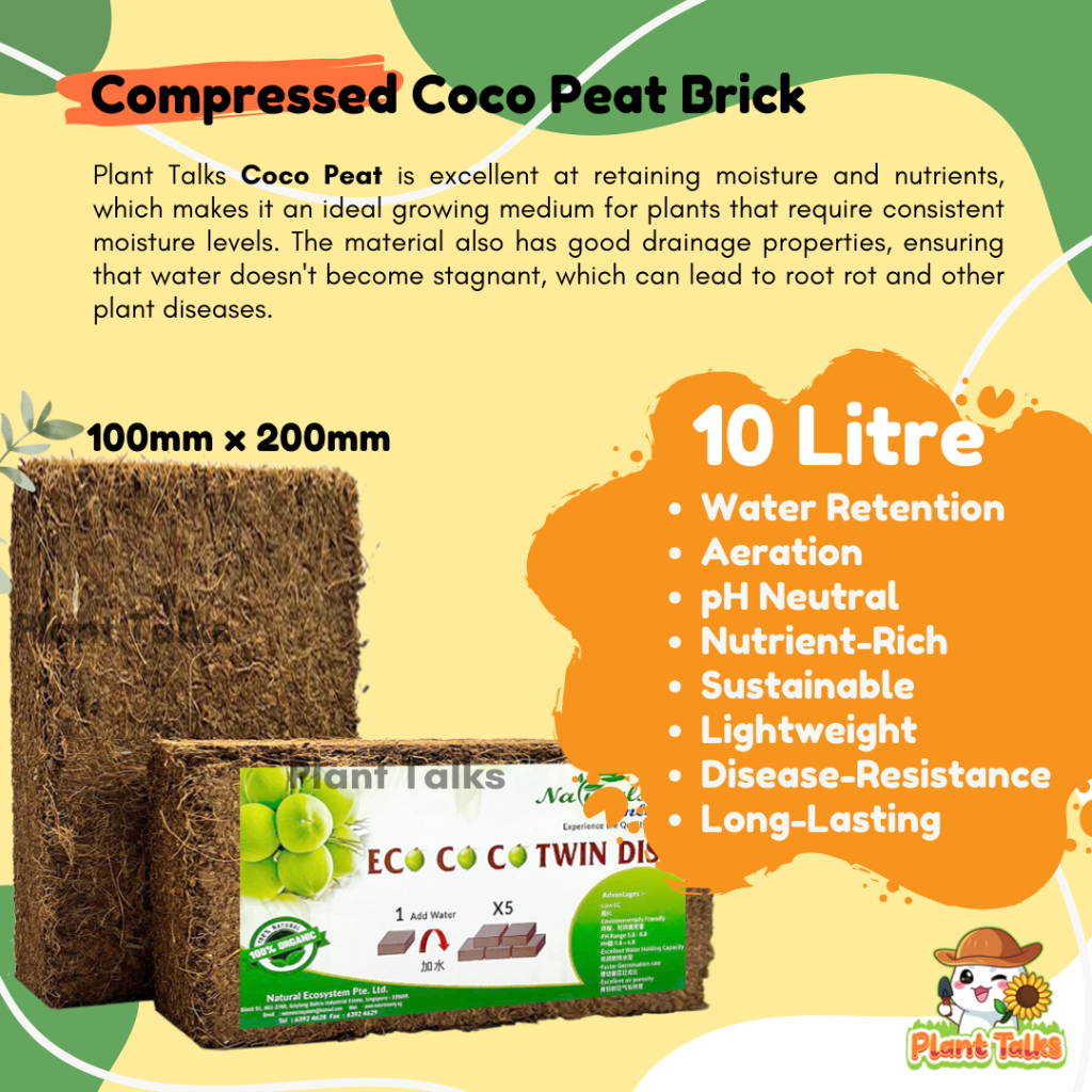 Plant Talks Cocopeat Block 10L / Cocopeat Brick / Coco Fibre / Coco ...