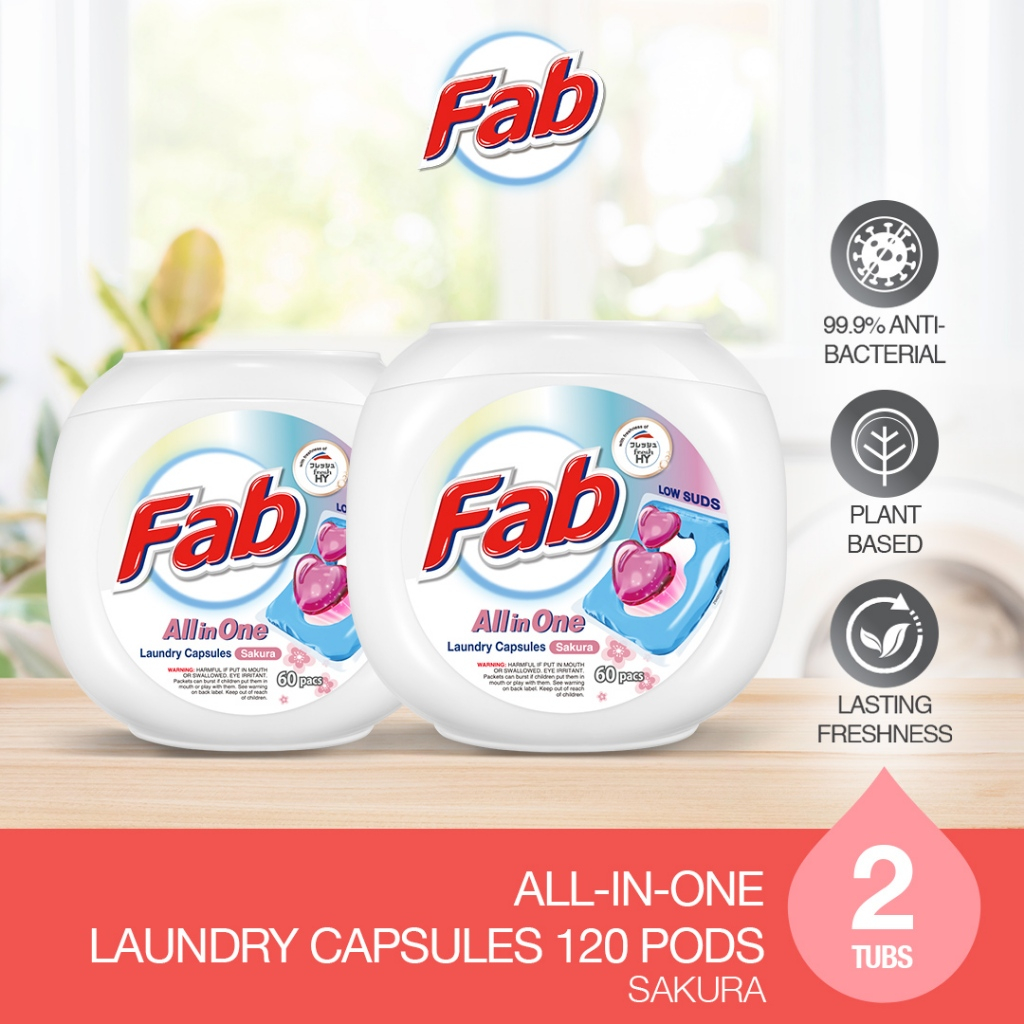 [NEW] Fab All-in-One Laundry Capsules 60 pods x 2 Tubs | Shopee Singapore