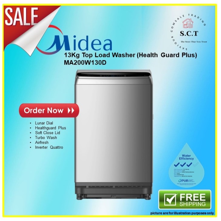 MIDEA MA200W130D 13Kg Top Load Washer (Health Guard Plus) | Shopee ...