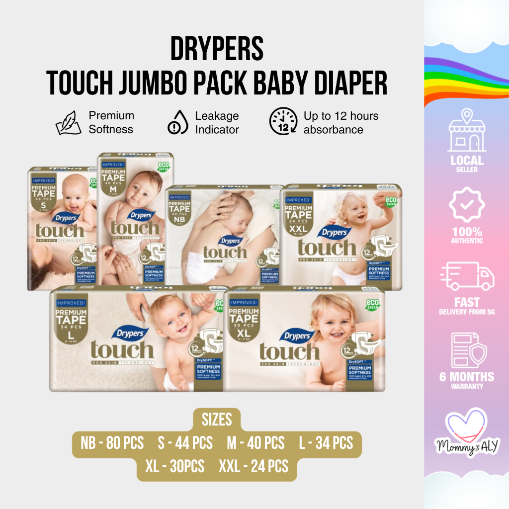 Drypers Touch Jumbo Pack Baby Diaper | Shopee Singapore